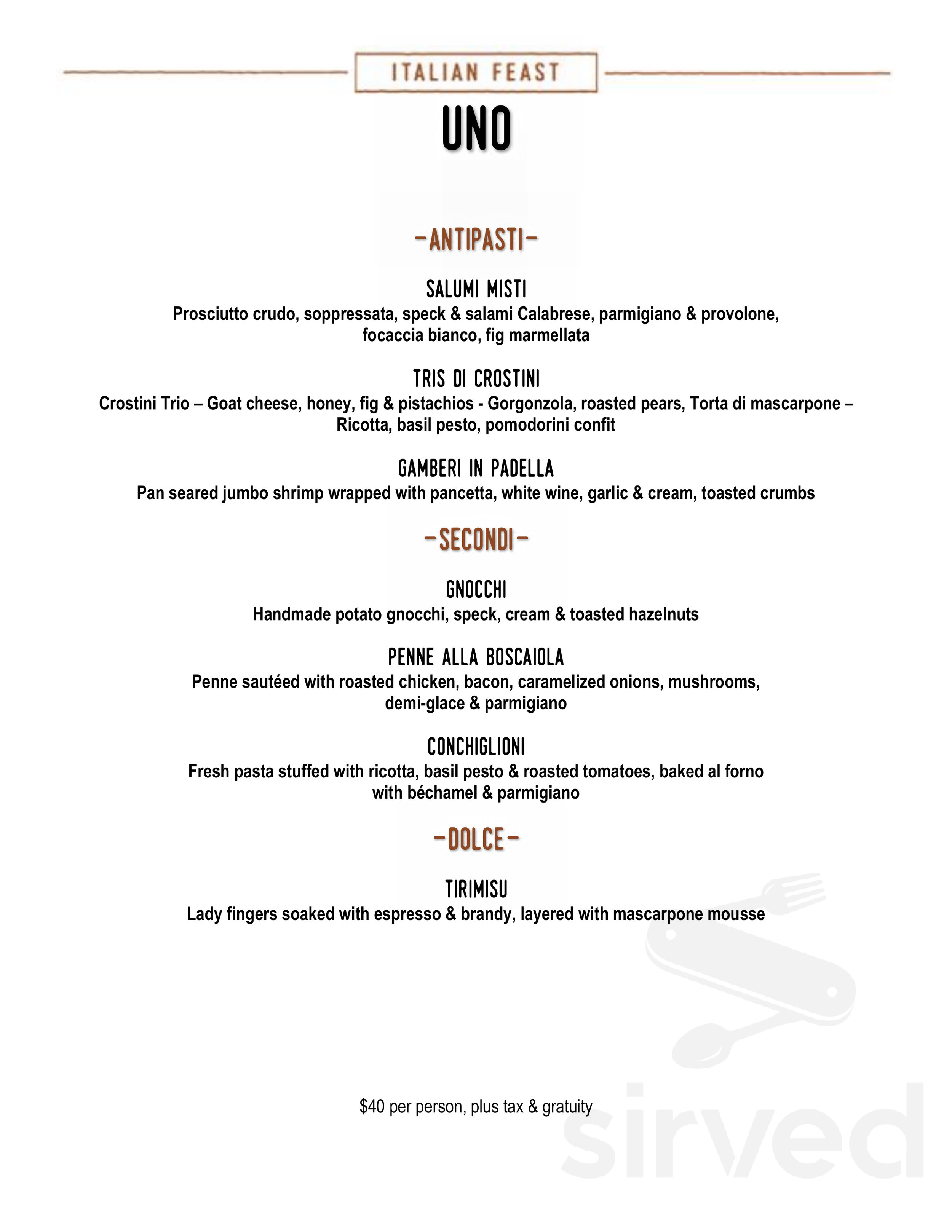 Ristorante a Mano menus in Halifax, Nova Scotia, Canada