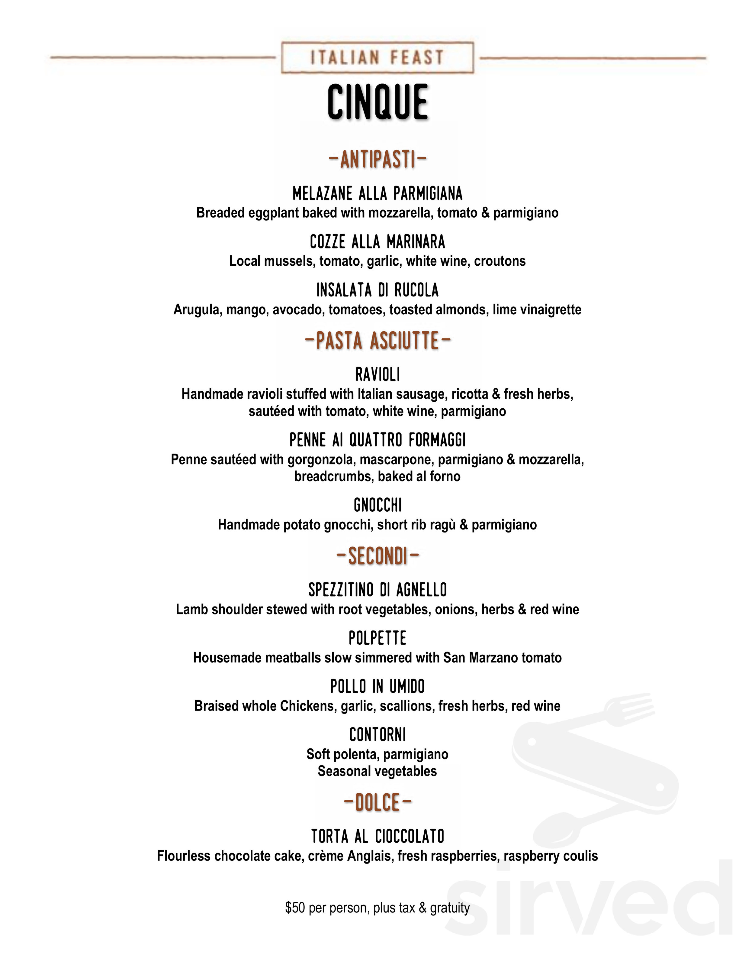 Ristorante a Mano menus in Halifax, Nova Scotia, Canada