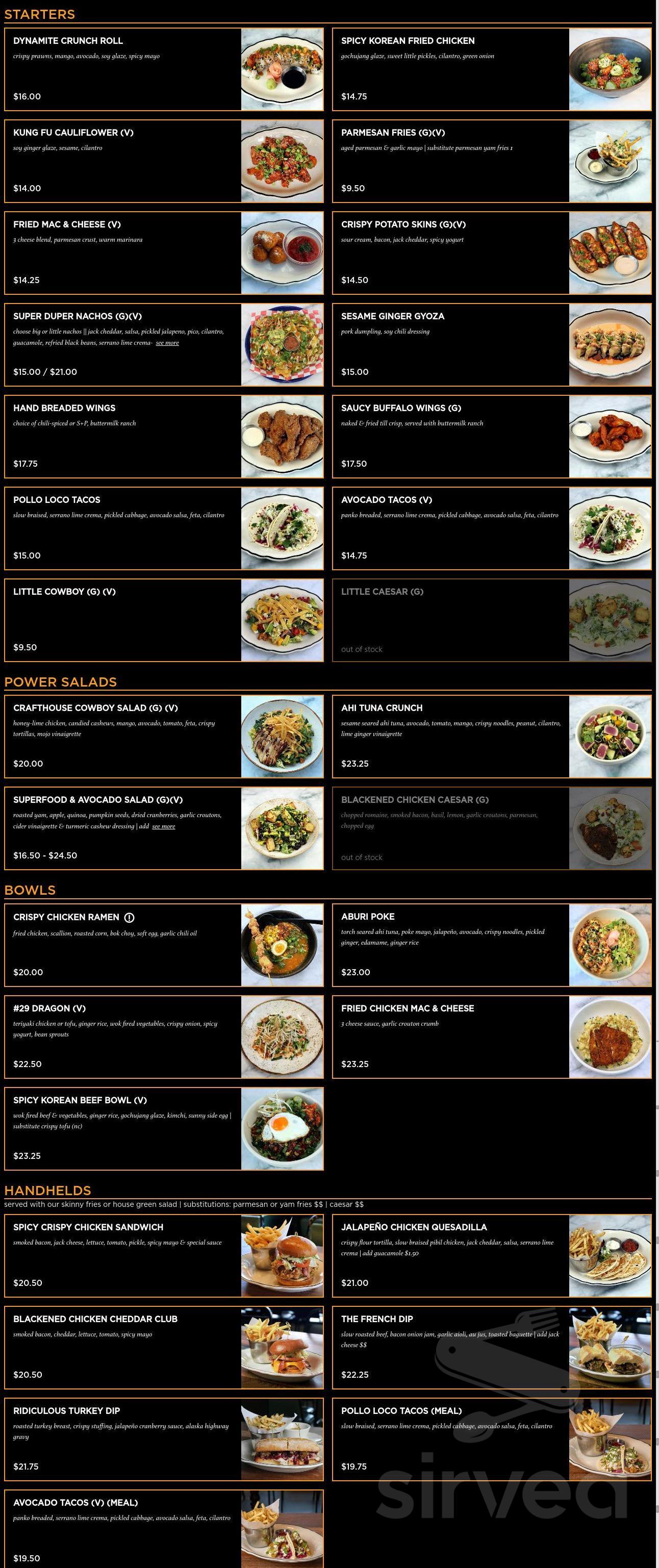 Browns Crafthouse Vic West menu in Victoria, British Columbia, Canada