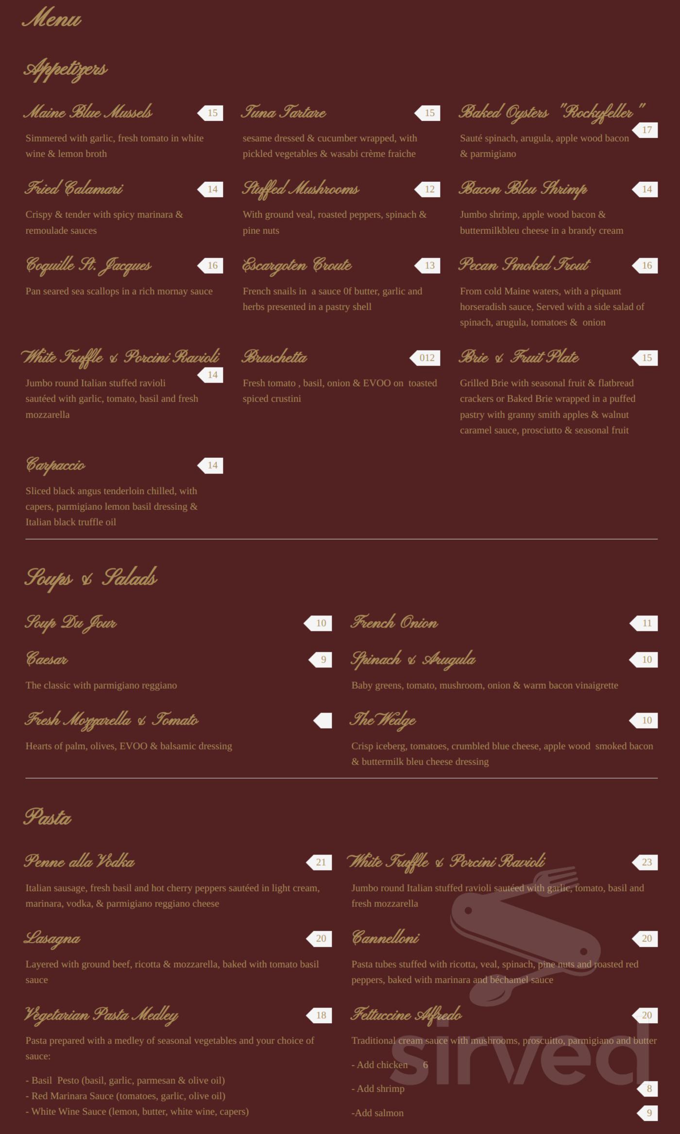 Davani's menu in Greenville, South Carolina, USA
