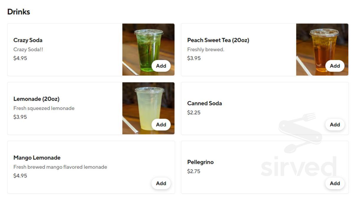 Crazy D's Hot Chicken menu in Reno, Nevada, USA