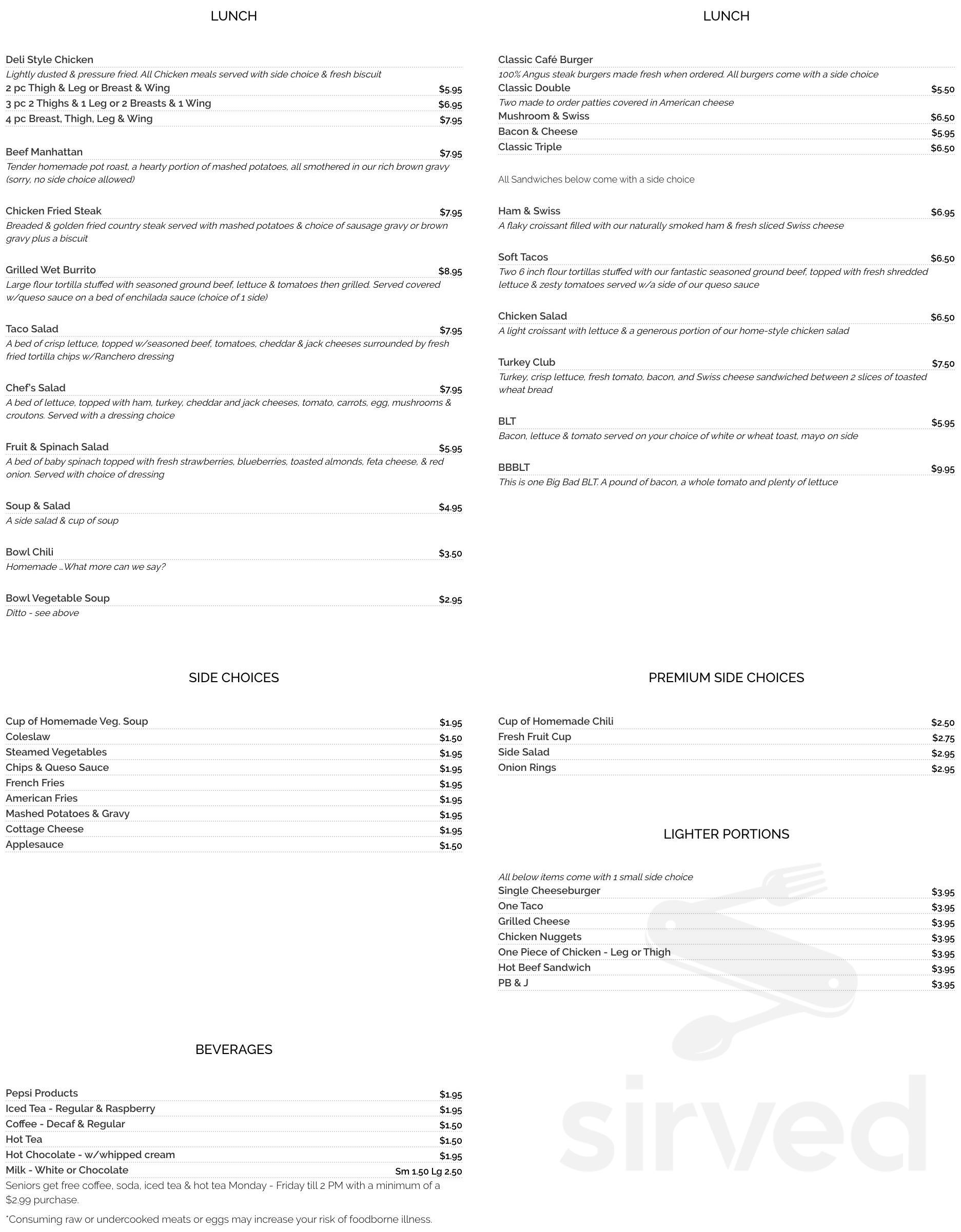 Curve Cafe menus in Mishawaka, Indiana, United States