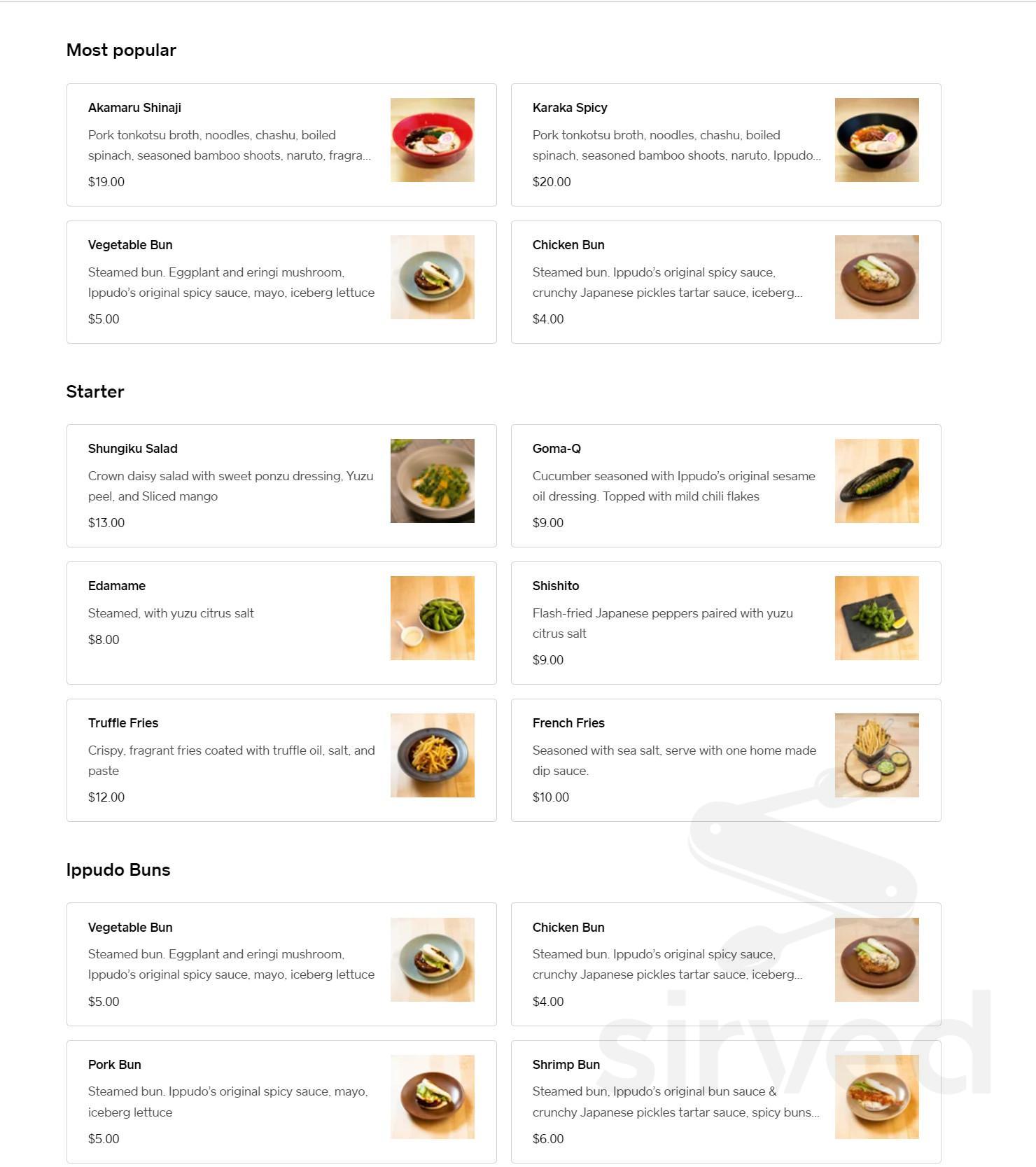 Ippudo 5th Avenue menu in New York, New York, USA