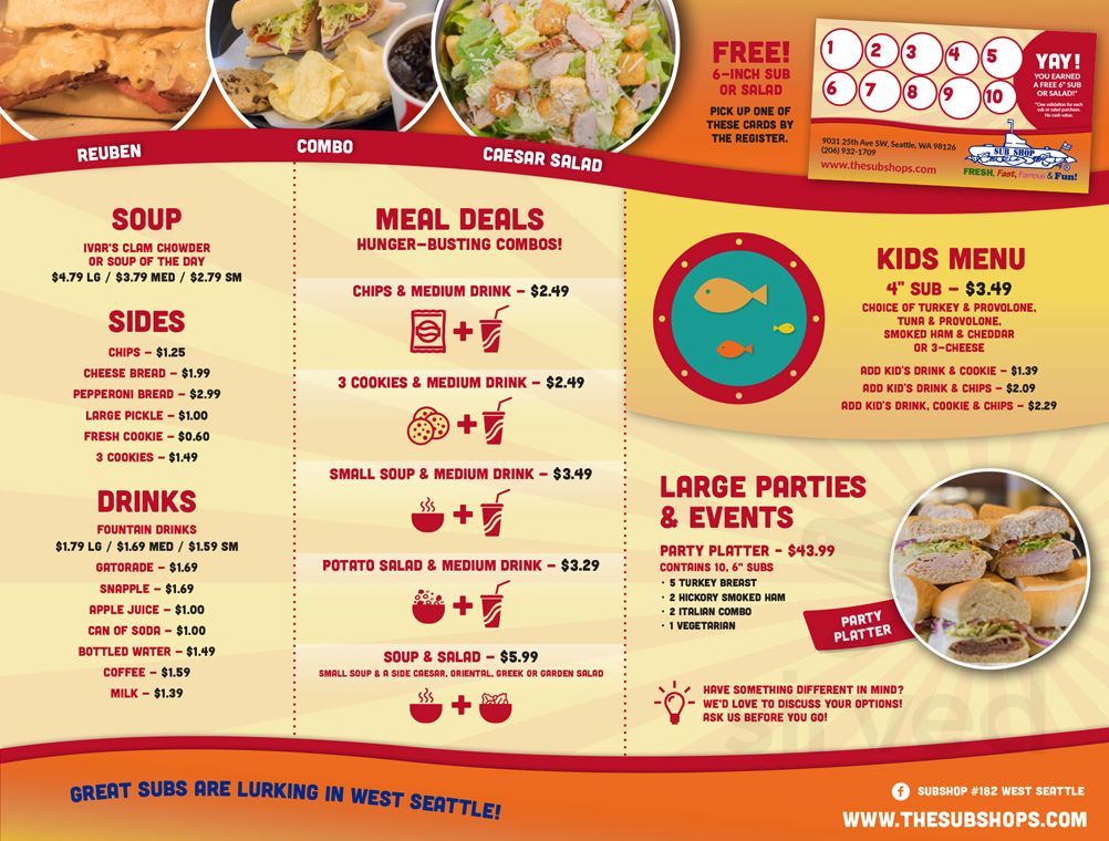 Menu - Seattle WA's Subshop | Sirved