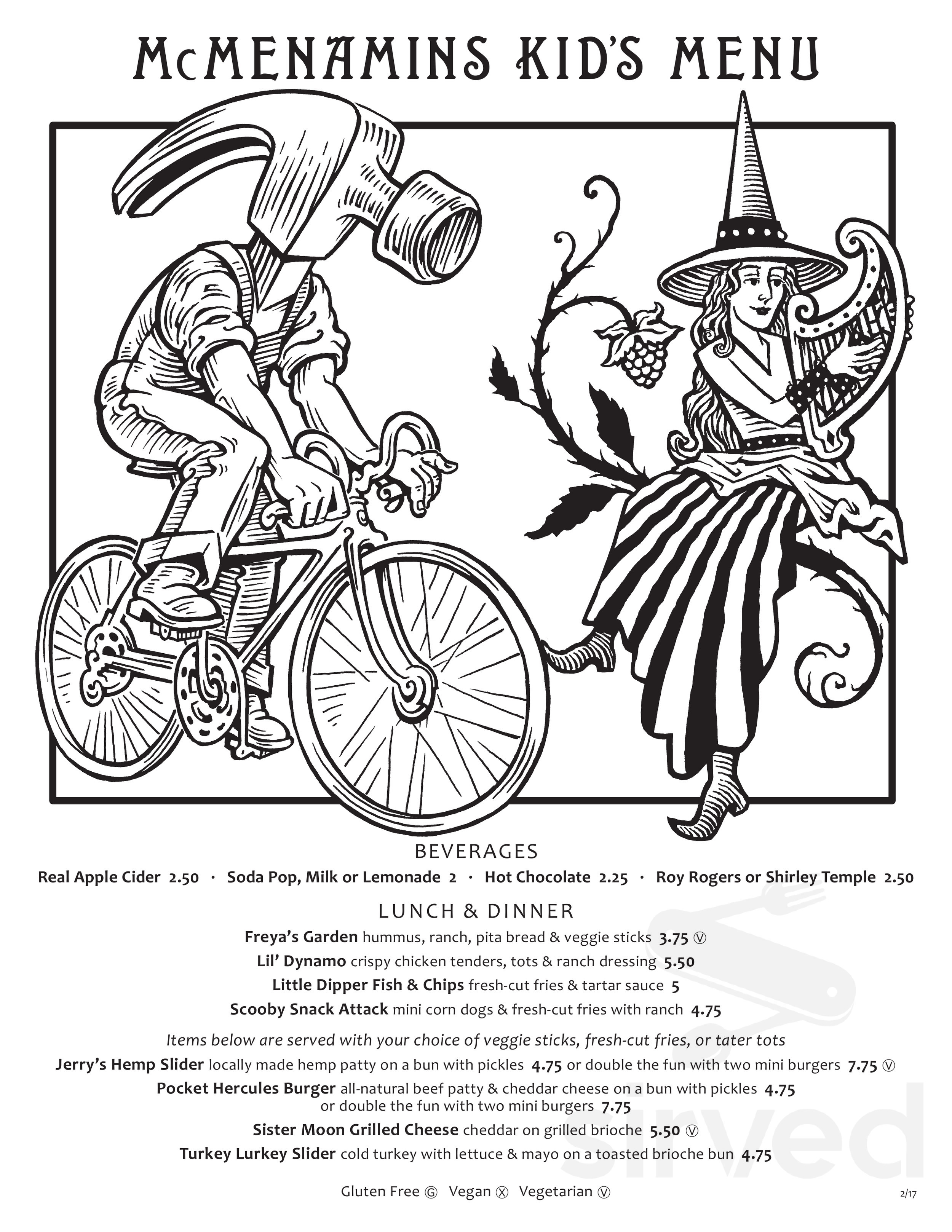 McMenamins on the Columbia menu in Vancouver, Washington, USA