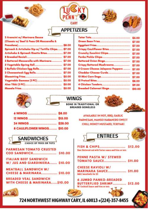 Lucky Penny's Of Cary menu in Cary, Illinois, USA