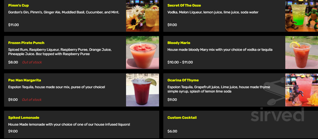 The Quarters menu in Hadley, Massachusetts, USA