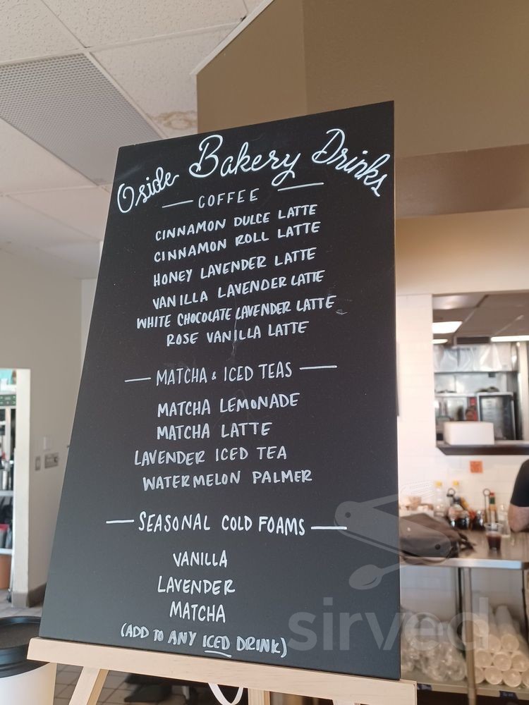 O'side Bakery menu in Oceanside, California, USA