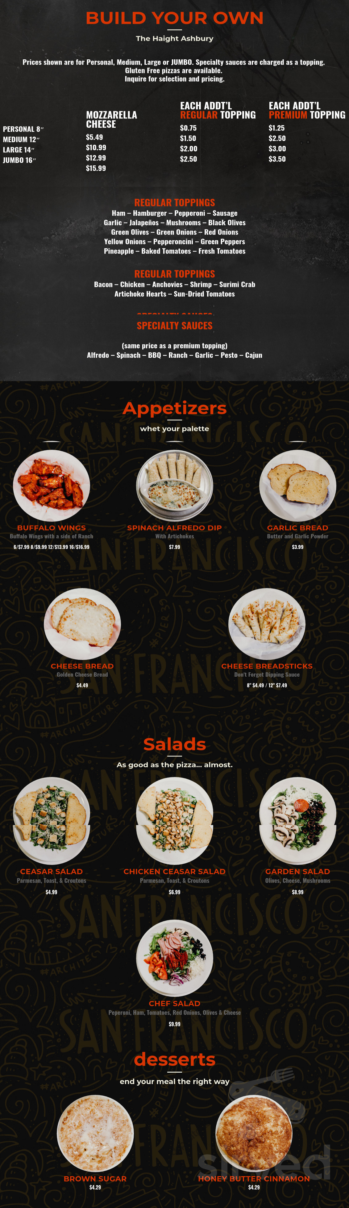 Menu - Salt Lake City UT's Pier 49 Pizza | Sirved