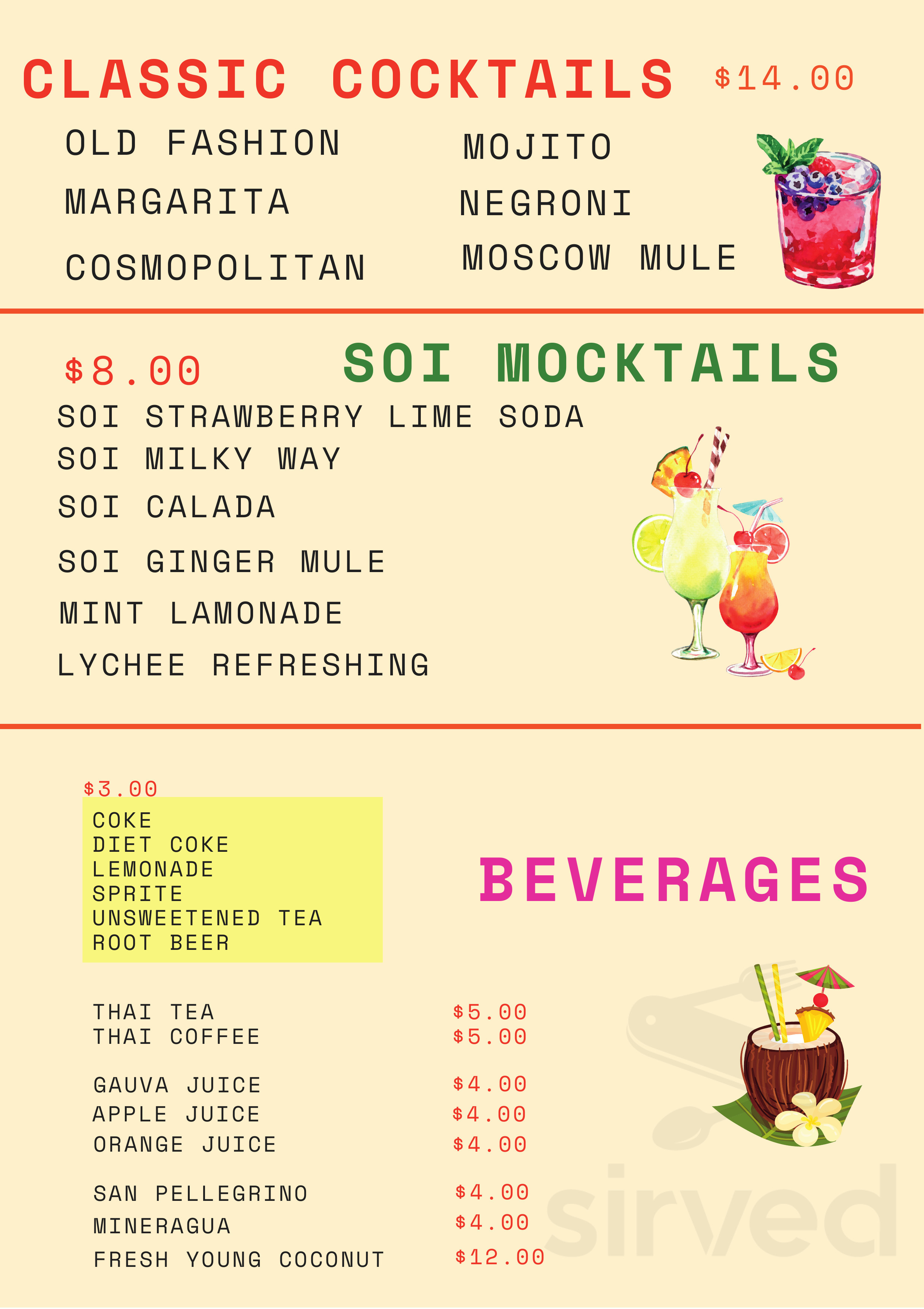 SOI Thai Restaurant & Bar menus in Kirkland, Washington, United States