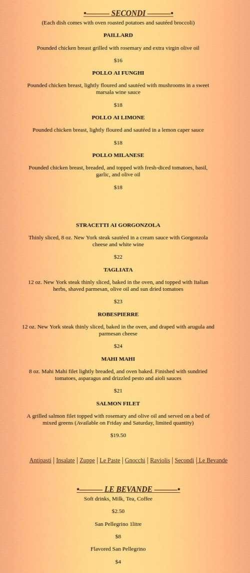 Le Nonne menu in Logan, Utah, USA