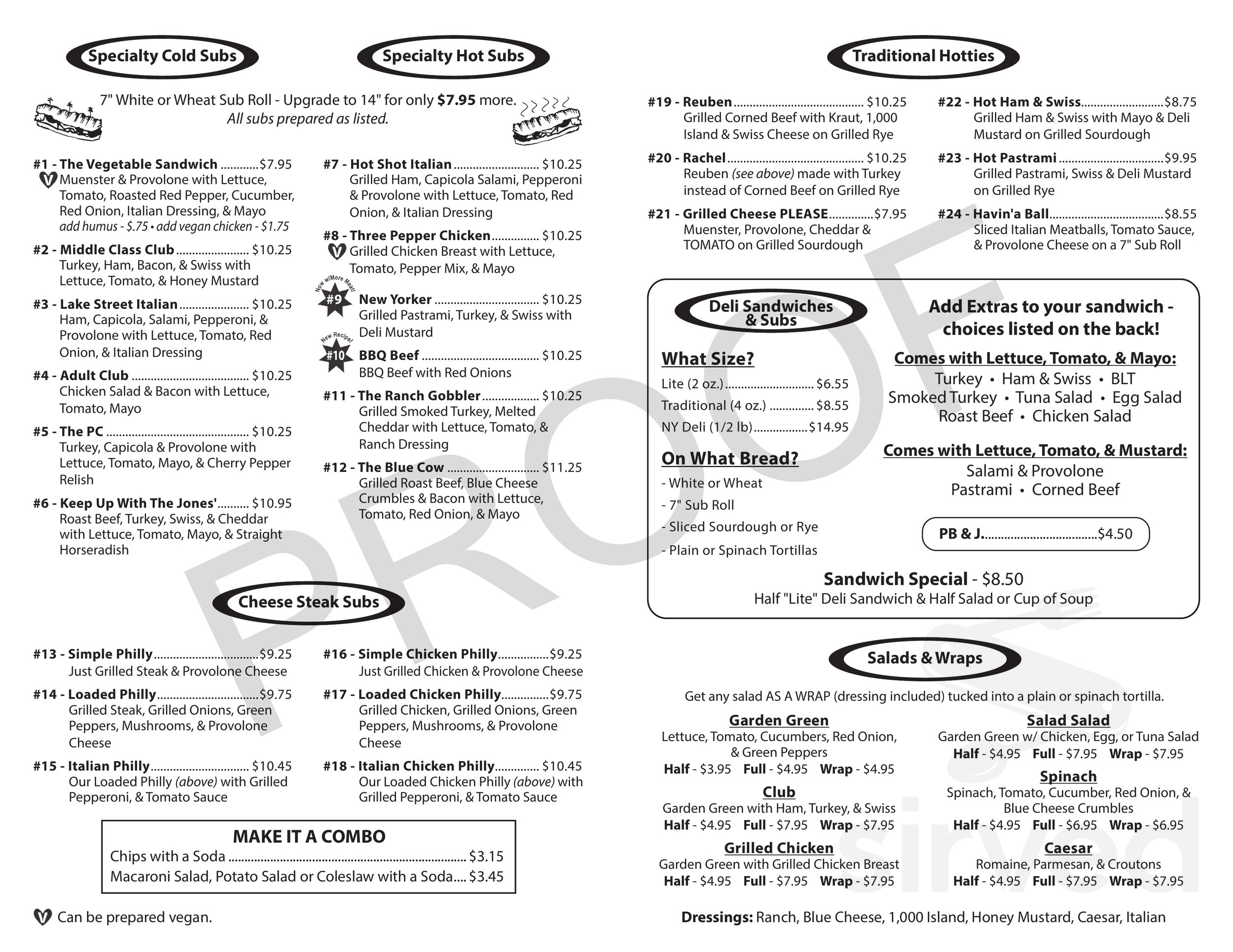 Caffrey's Deli & Subs menus in Minneapolis, Minnesota, United States