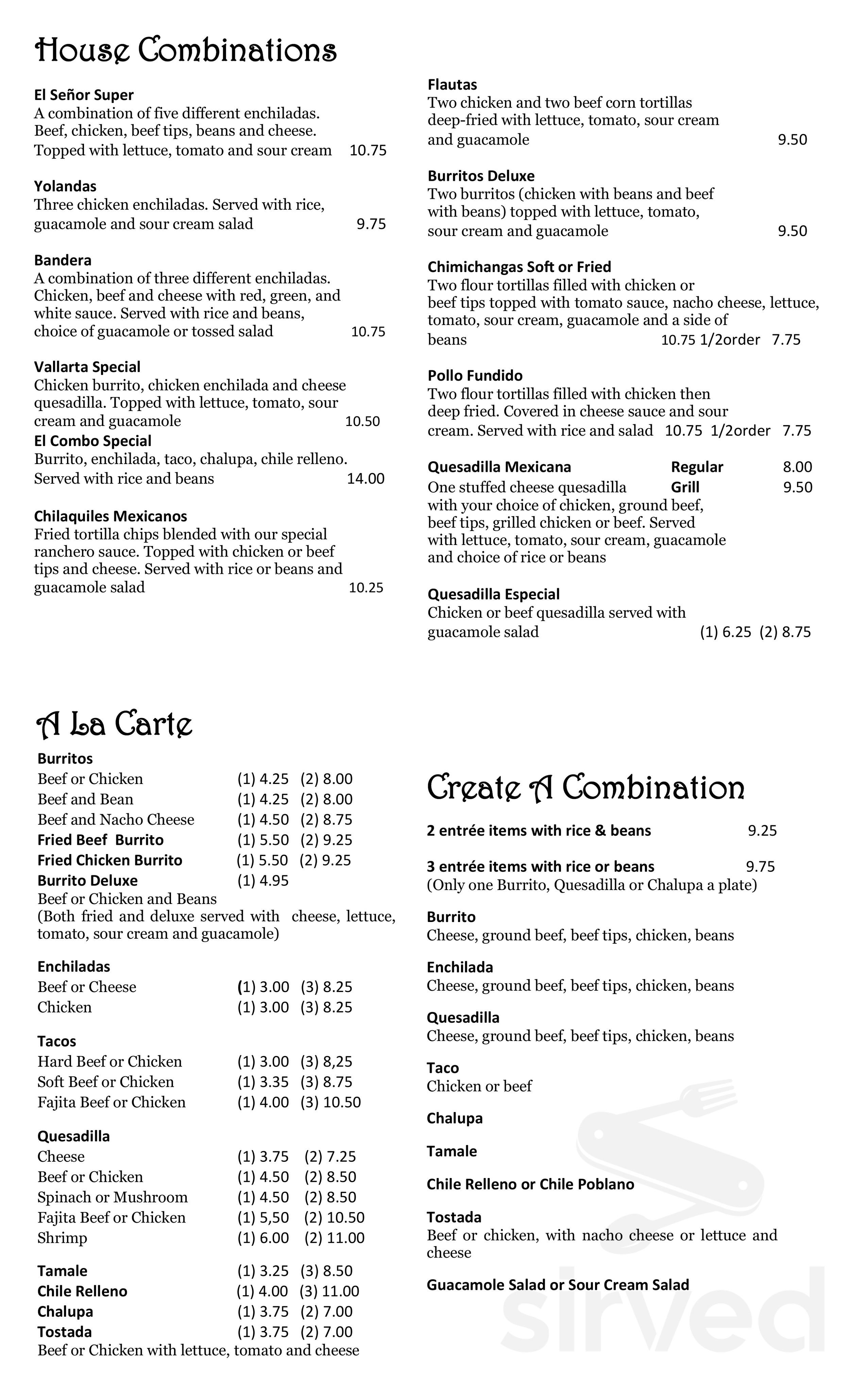 El Señor Mexican Restaurant menus in Knightdale, North Carolina, United ...