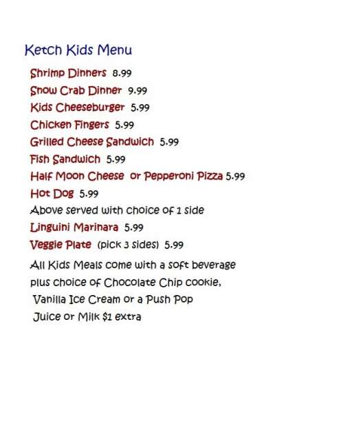 The Ketch Seafood Grill menu in Lexington, Kentucky, USA