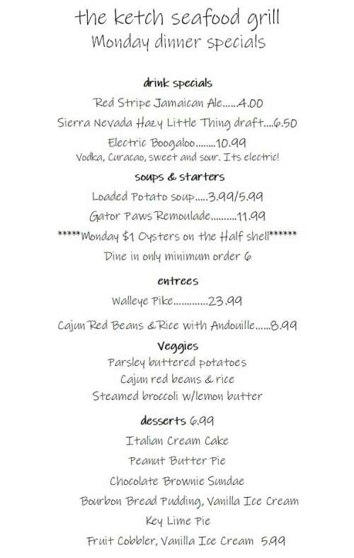 The Ketch Seafood Grill menu in Lexington, Kentucky, USA