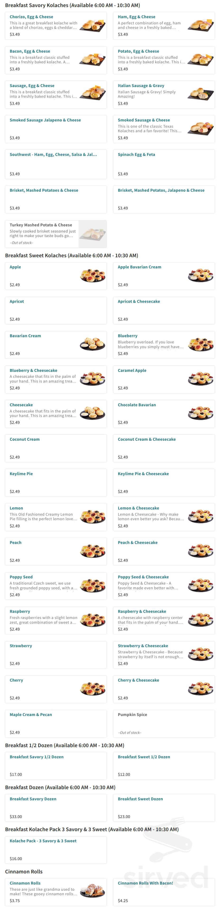 Menu - Phoenix AZ's The Kolache Cafe | Sirved