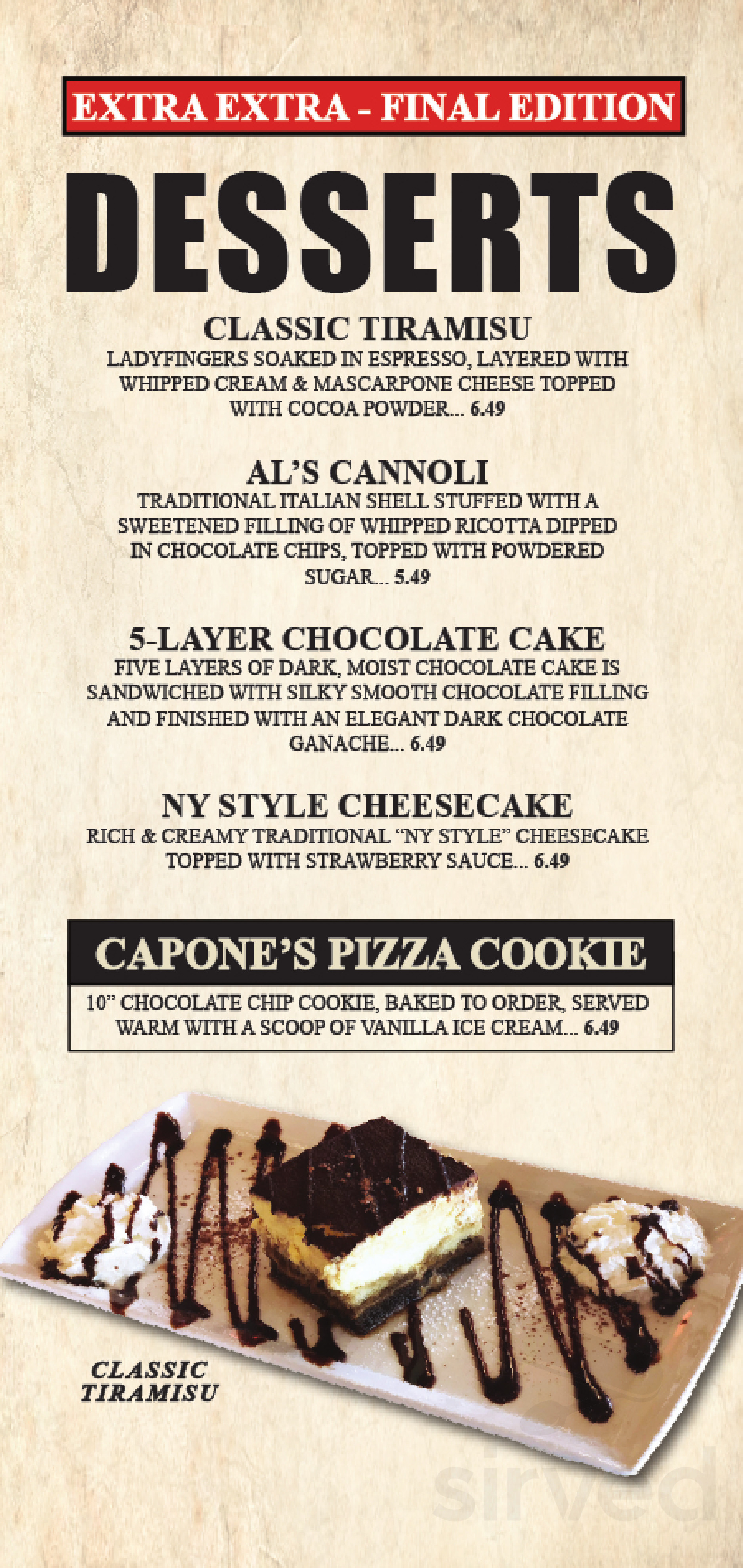 Menu - Fort Myers FL's Capone's Coal Fired Pizza | Sirved