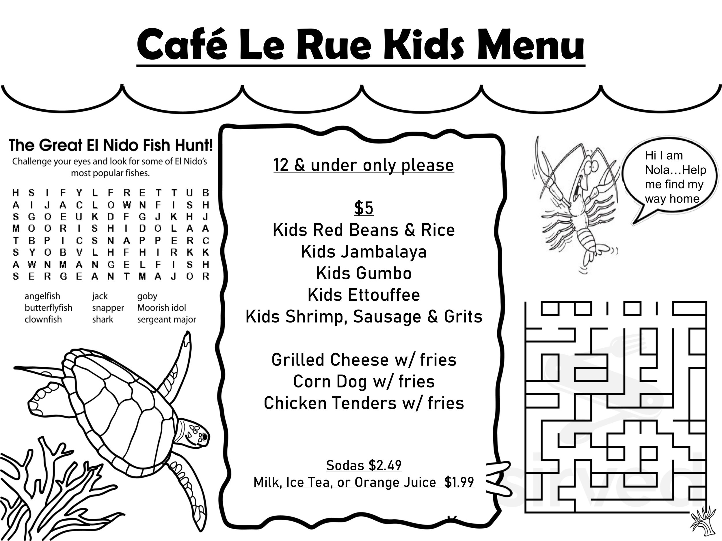 Menu - Columbus GA's Cafe Le Rue @ The Landings | Sirved
