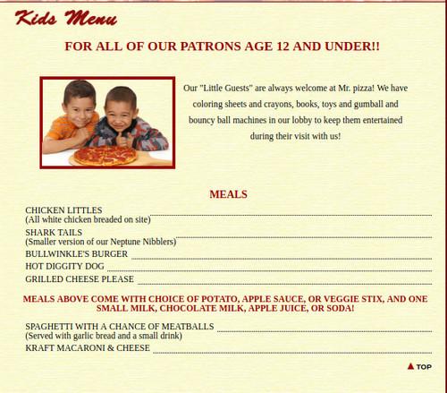 Mr. Pizza Sports & Spirits menu in Gorham, New Hampshire, USA