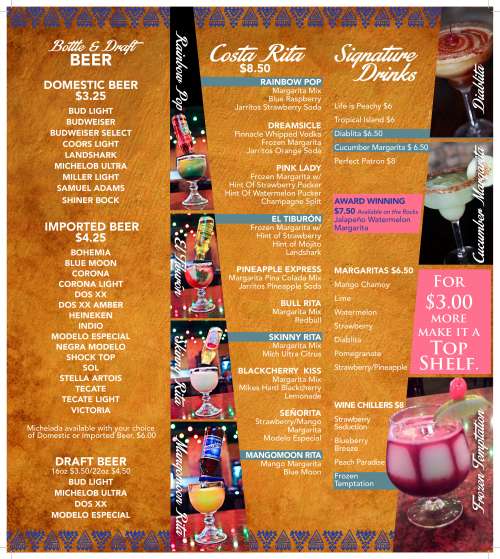 Costa Messa Restaurant North menu in McAllen, Texas, USA