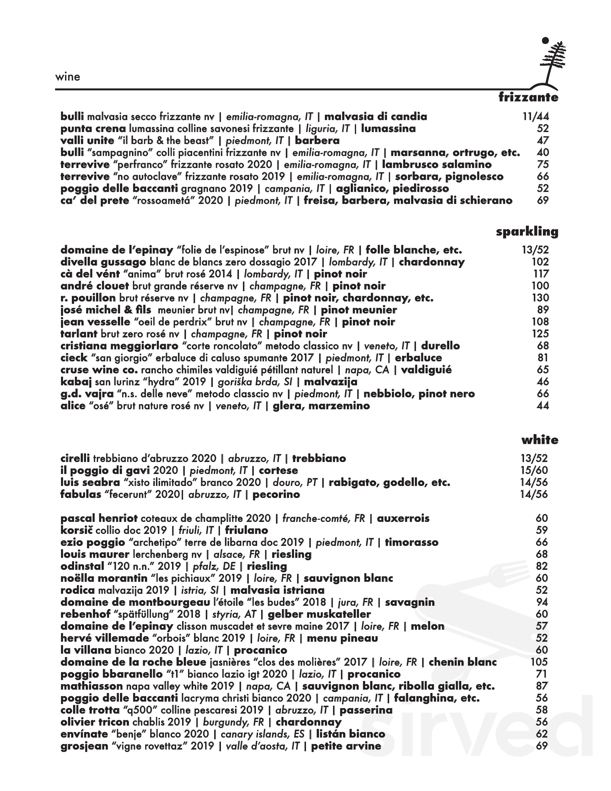 Leeward menu in Portland, Maine, USA