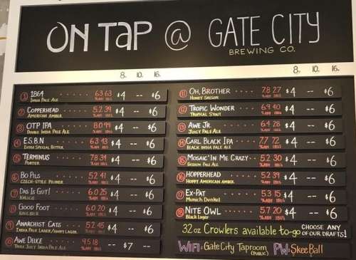 Gate City Brewing Company menu in Roswell, Georgia, USA