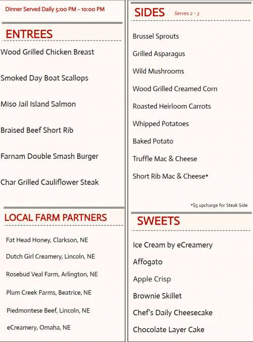 Dynamite Woodfire Grill menu in Omaha, Nebraska, USA