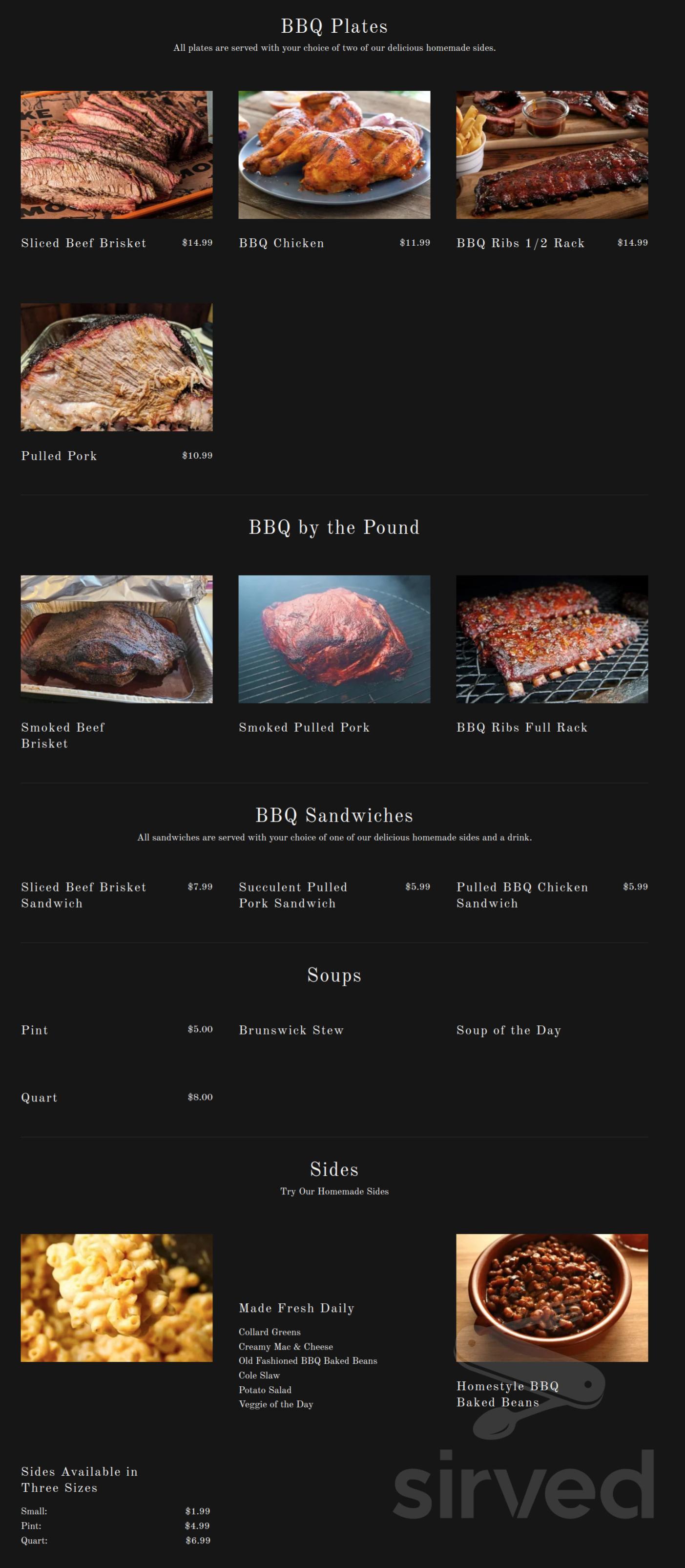 THE BLACK PIG BBQ AND GRILL menu in Buford, Georgia, USA