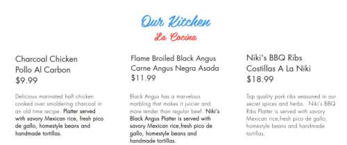 Niki's Mexican Grill menu in Harrisonburg, Virginia, USA