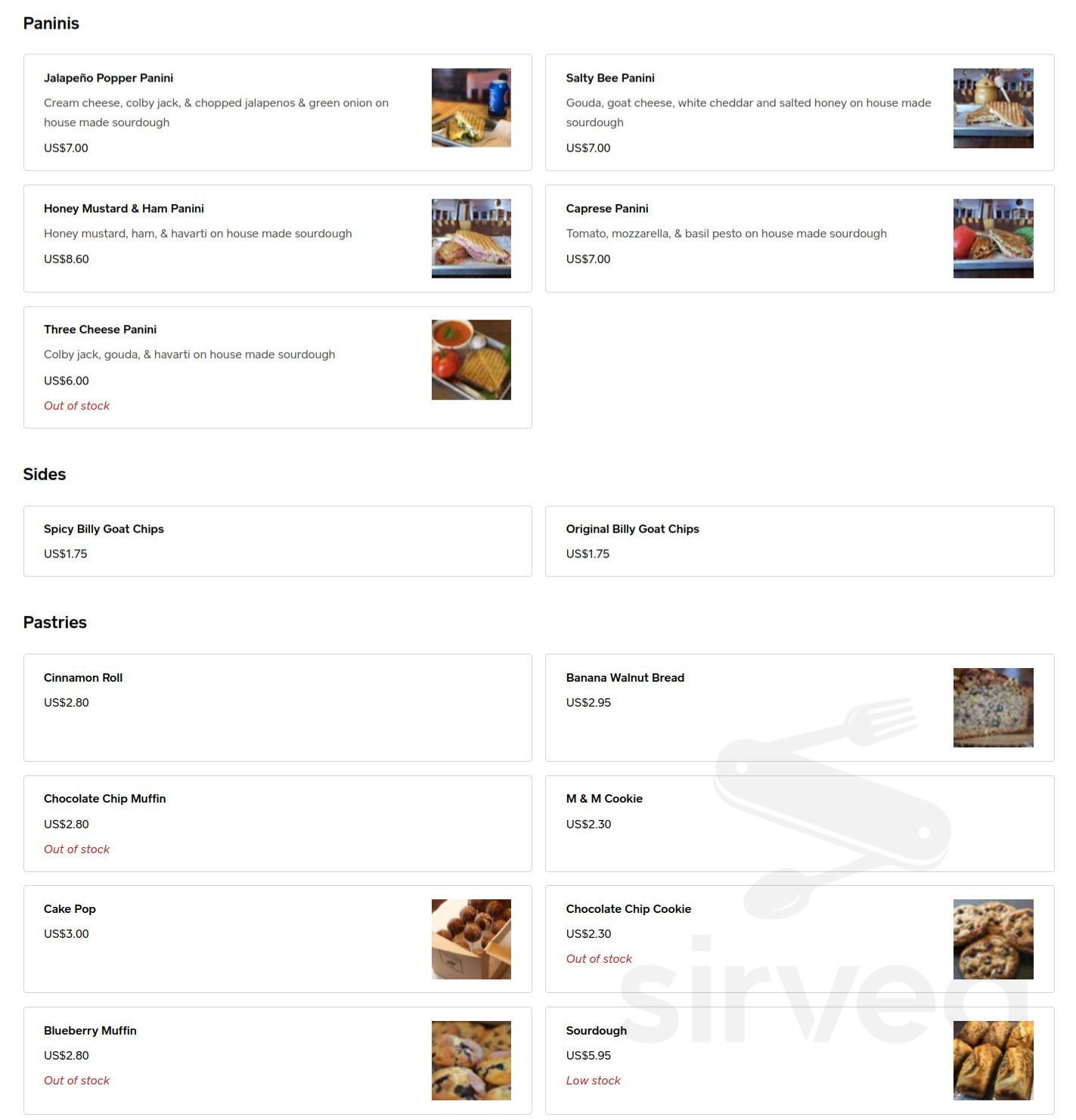 Toasted Coffee House menu in High Ridge, Missouri, USA