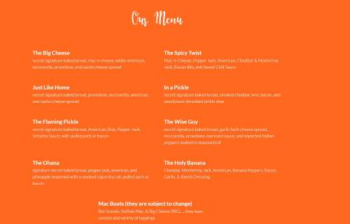 The Big Cheese Food Truck menu in Waterford, Pennsylvania, USA