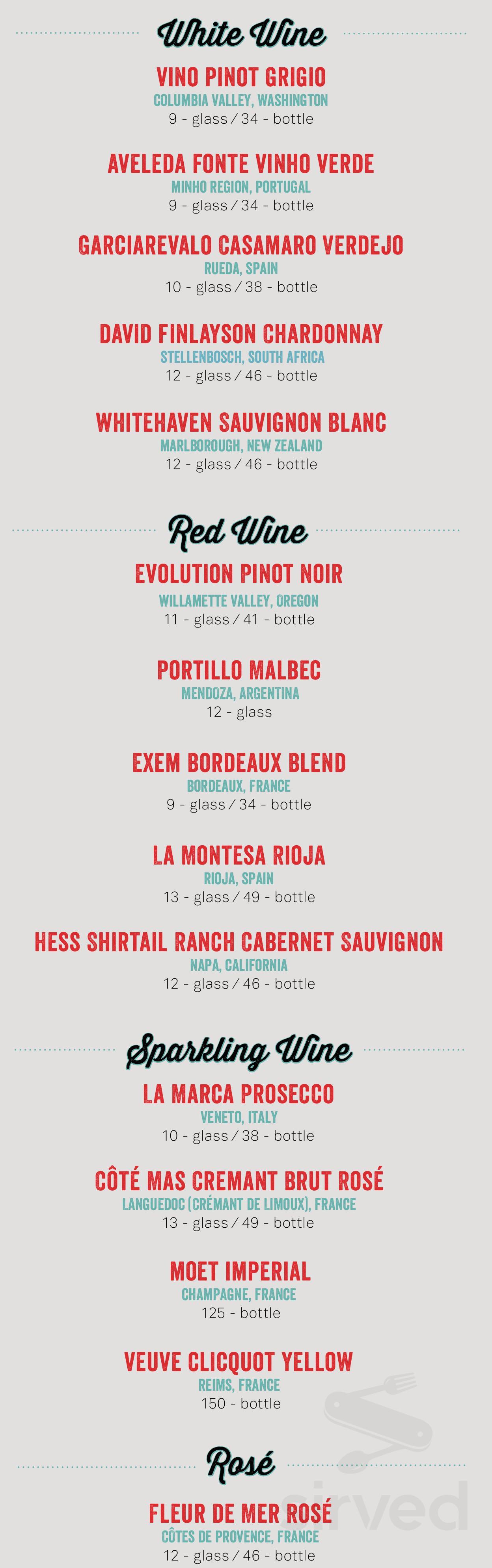 Avanti Food and Beverage, Boulder menu in Boulder, Colorado, USA