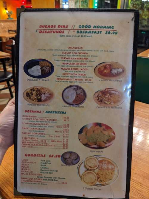 Taqueria El Cabrito menu in Milwaukee, Wisconsin, USA