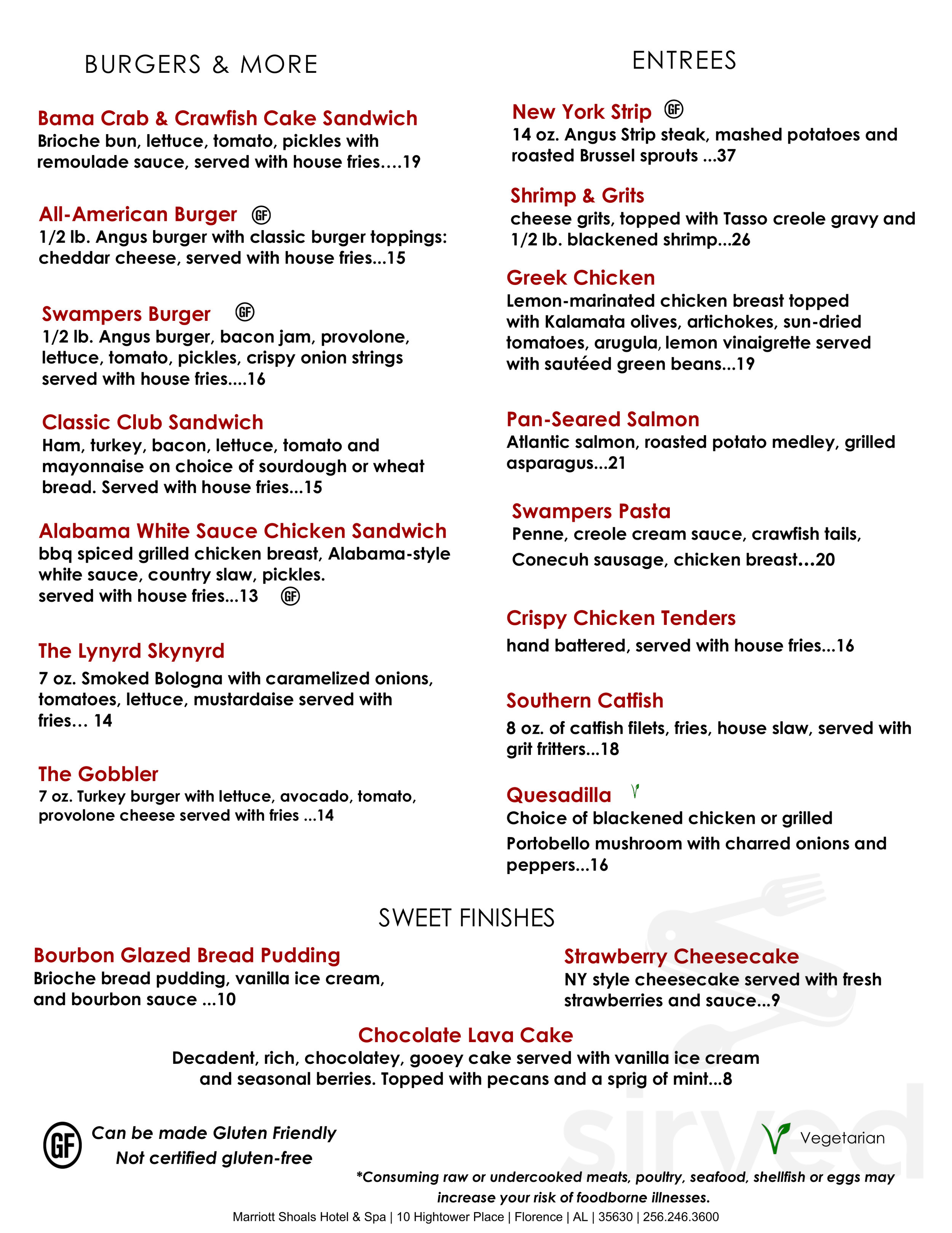 Menu for Swampers Bar & Grille in Florence, AL | Sirved