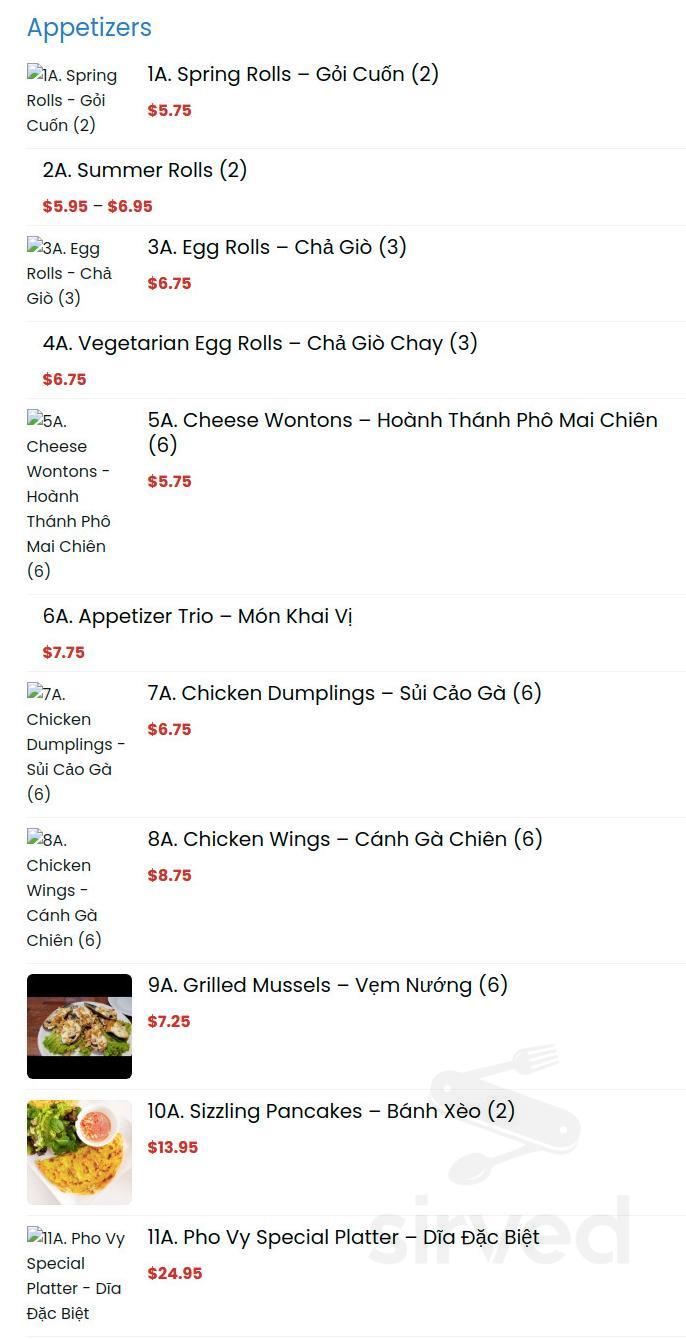 Menu - Highlands Ranch CO's Ph? Vy | Sirved