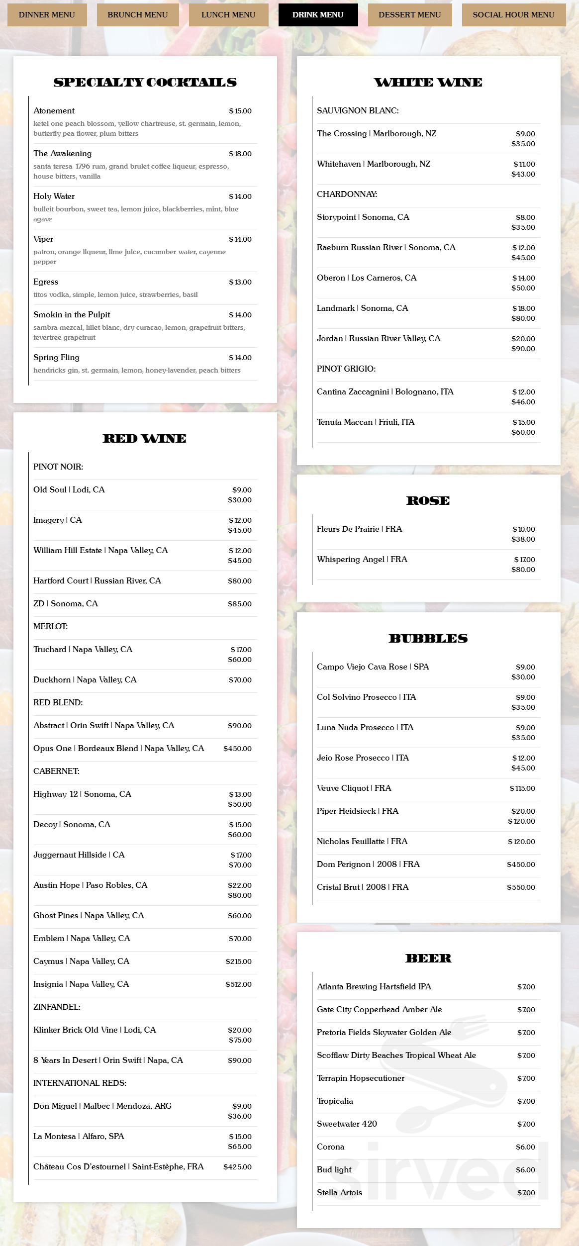 5Church Midtown menus in Atlanta, Georgia, United States