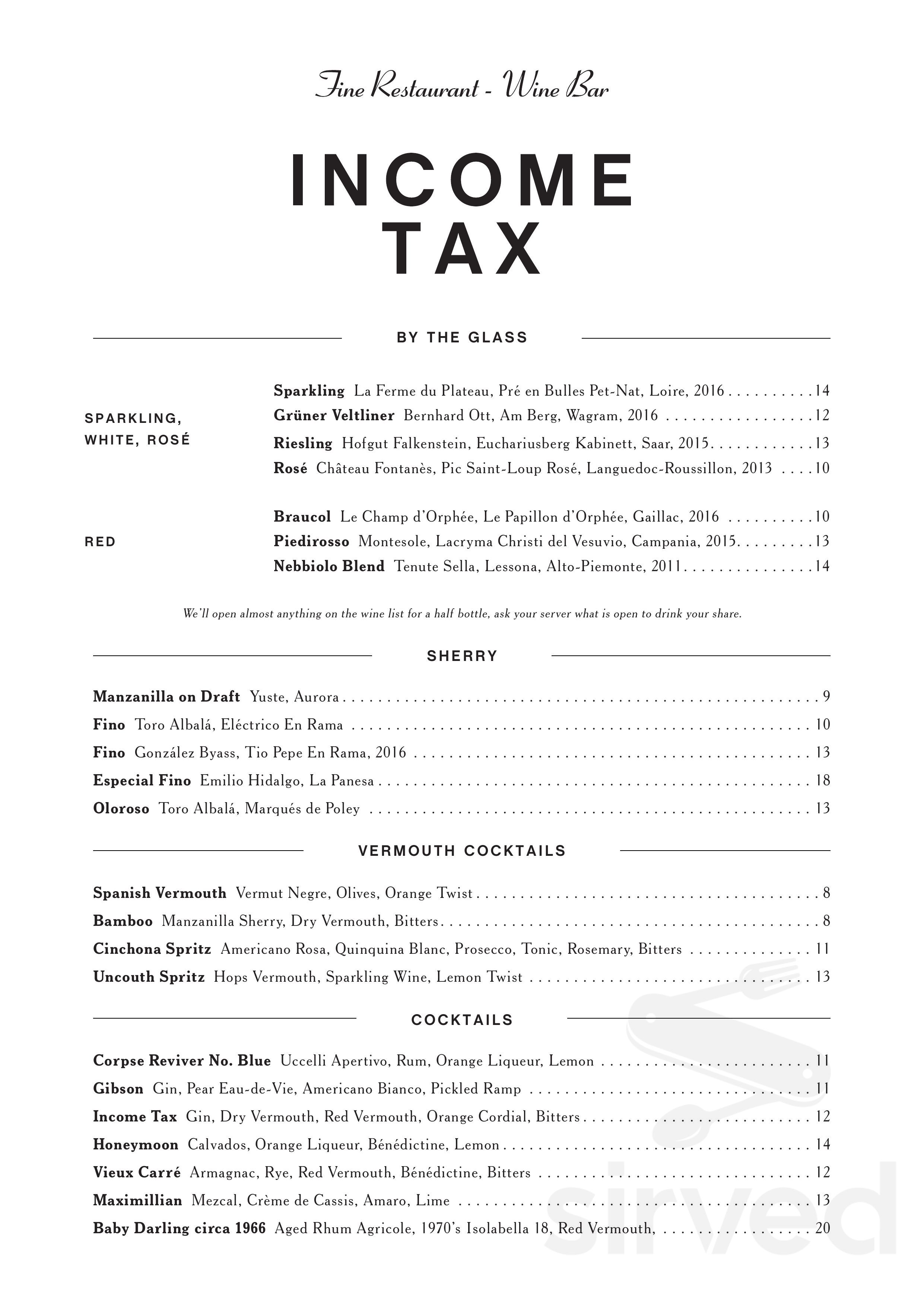 Menu - Chicago IL's Income Tax | Sirved