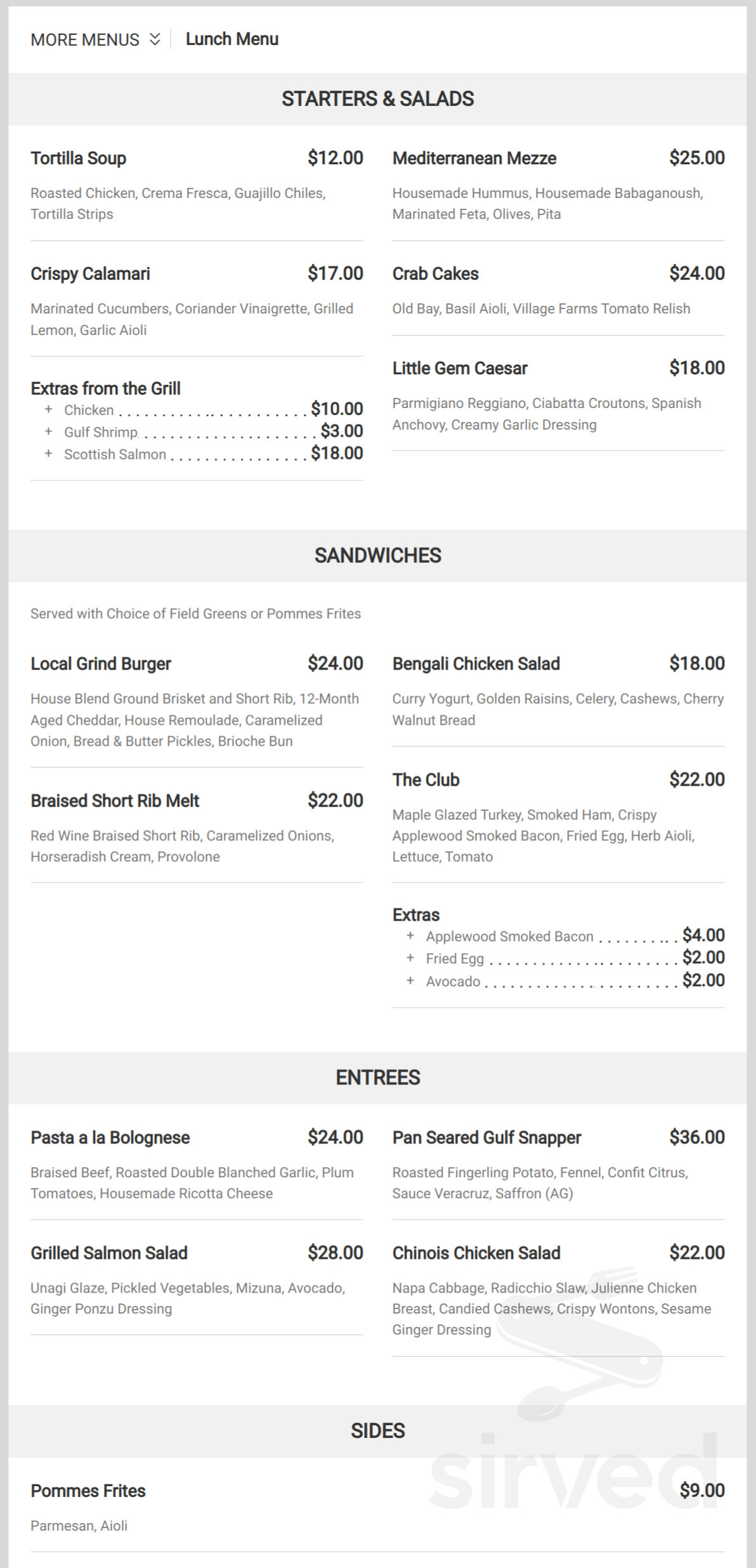 Menu - Los Angeles CA's Wolfgang Puck Catering & Events | Sirved