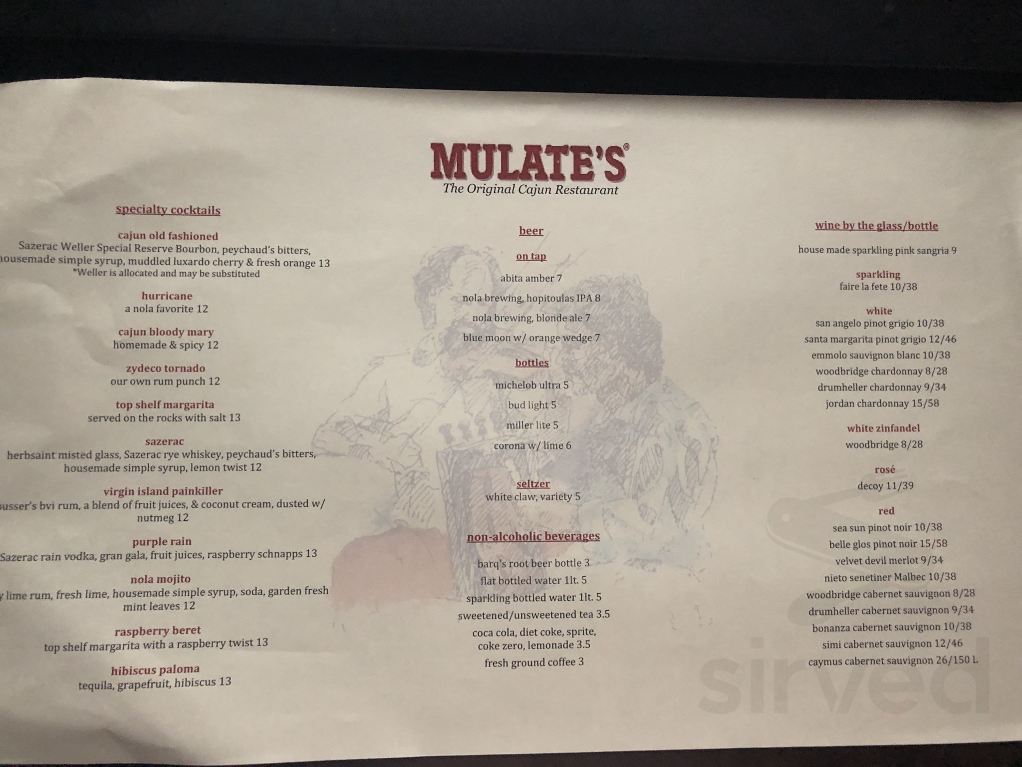 Mulate's | The Original Cajun Restaurant menu in New Orleans, Louisiana ...