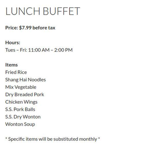 Friendship Chinese Restaurant menu in La Salle, Manitoba, Canada