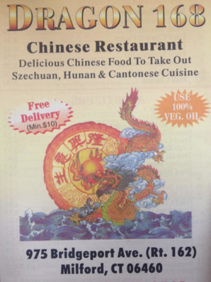 Menu for Dragon 168 Chinese Restaurant in Milford, CT | Sirved