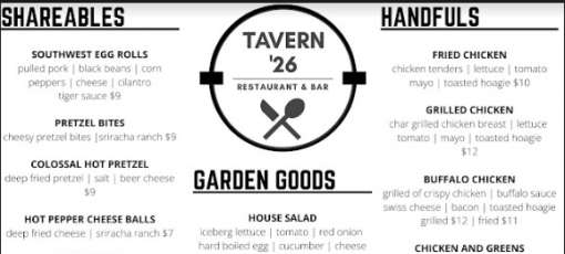 Menu for Tavern 26 in Campbell, OH | Sirved