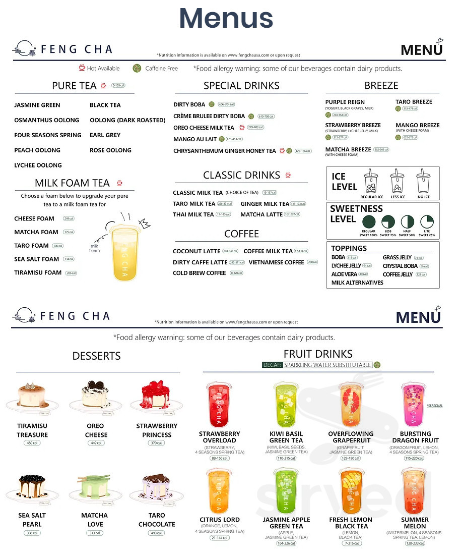 Feng Cha Richardson Menu In Richardson Texas USA Feng Cha Richardson Menu In Richardson Texas USA