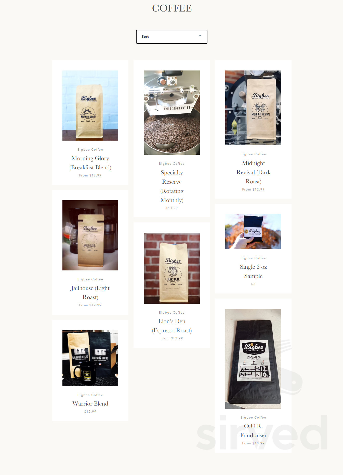 Bigbee Coffee Roasters menu in Jackson, Alabama, USA