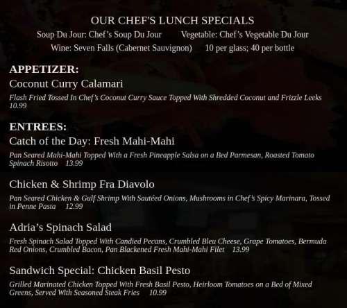 Adria Restaurant & Banquet Facility menu in East Bridgewater ...