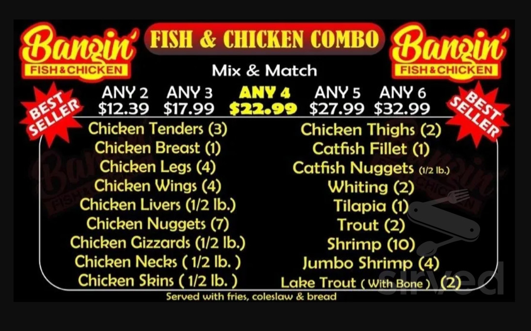 Bangin Fish and Chicken menu in Catonsville, Maryland, USA