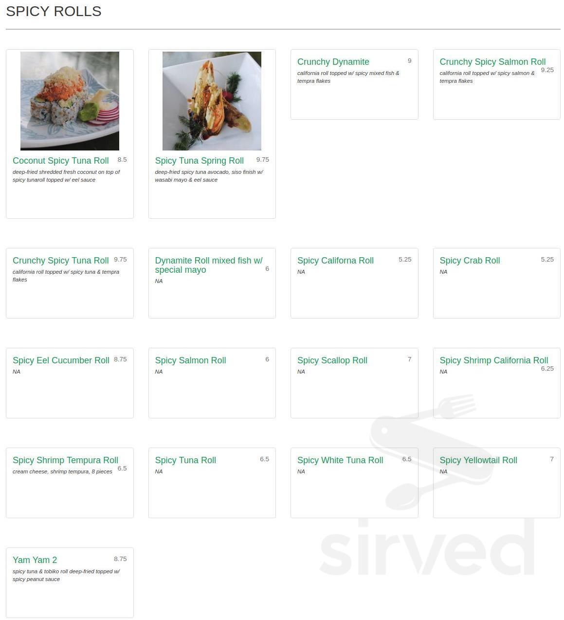 Kooma sushi Restaurant menu in Columbus, Ohio, USA