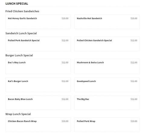 Dac's Smokehouse Morton menu in Morton, Illinois, USA