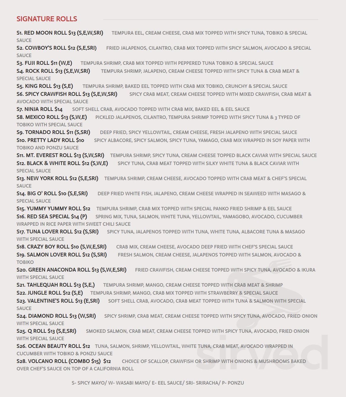 Red Moon menus in Tahlequah, Oklahoma, United States