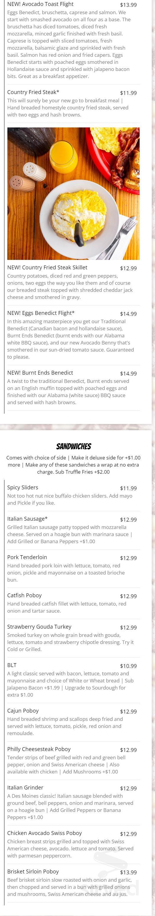 Menu - Des Moines IA's Mullets Restaurant | Sirved